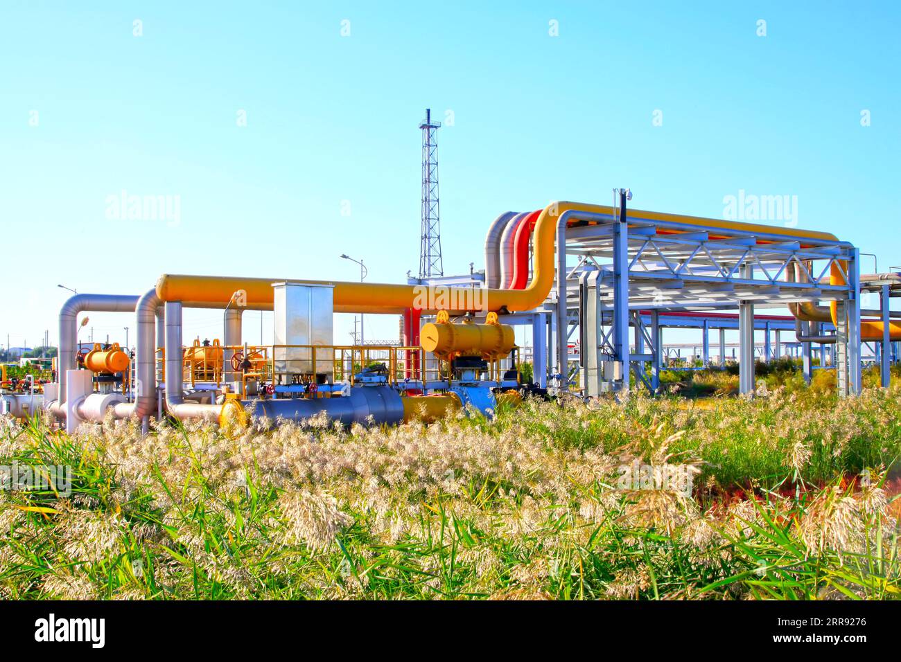 Refinery pipeline facilities, closeup of photo Stock Photo - Alamy