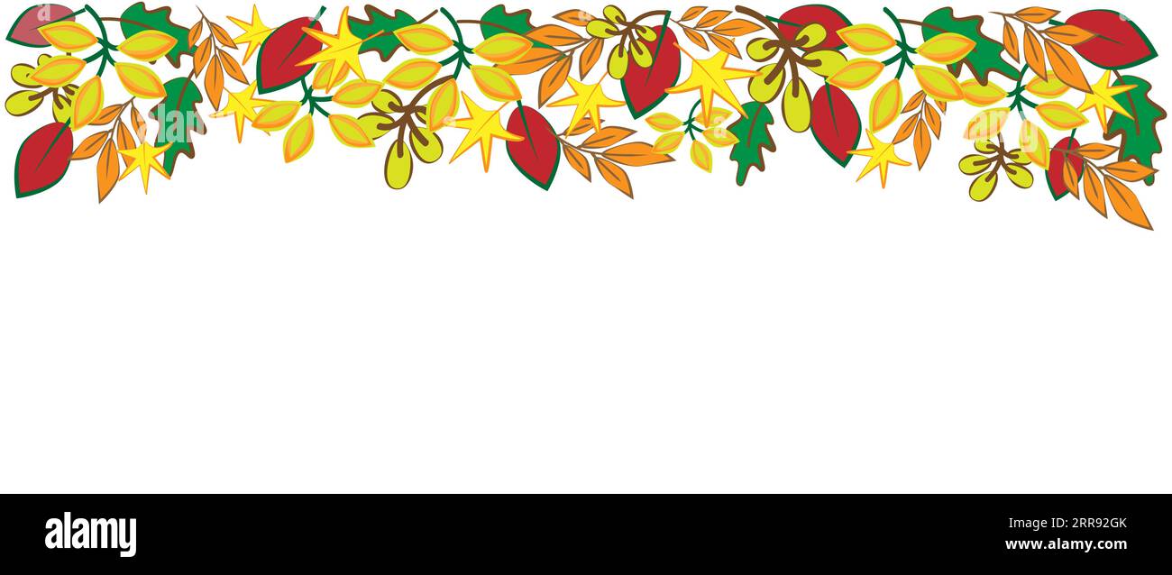 Autumn background fall foliage on white background empty space banner ...
