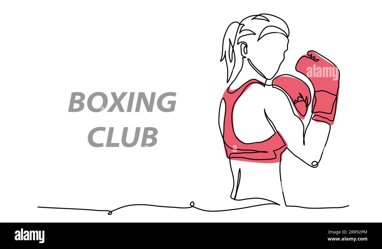 Boxer girl vector illustration. One continuous line art drawing of ...