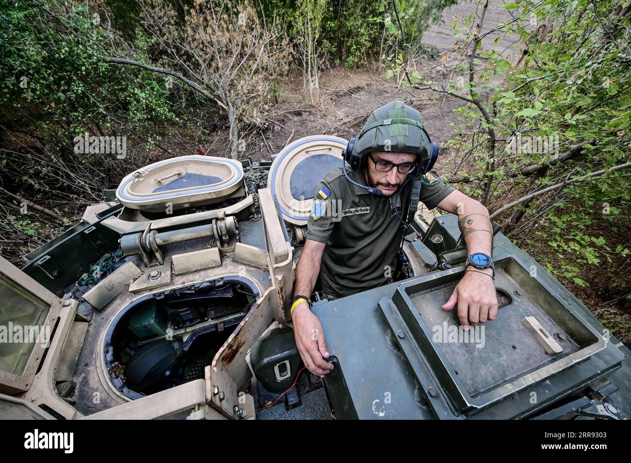 UKRAINE - SEPTEMBER 6, 2023 - Gunner 'Molfar', 39, a Bradley IFV crew ...