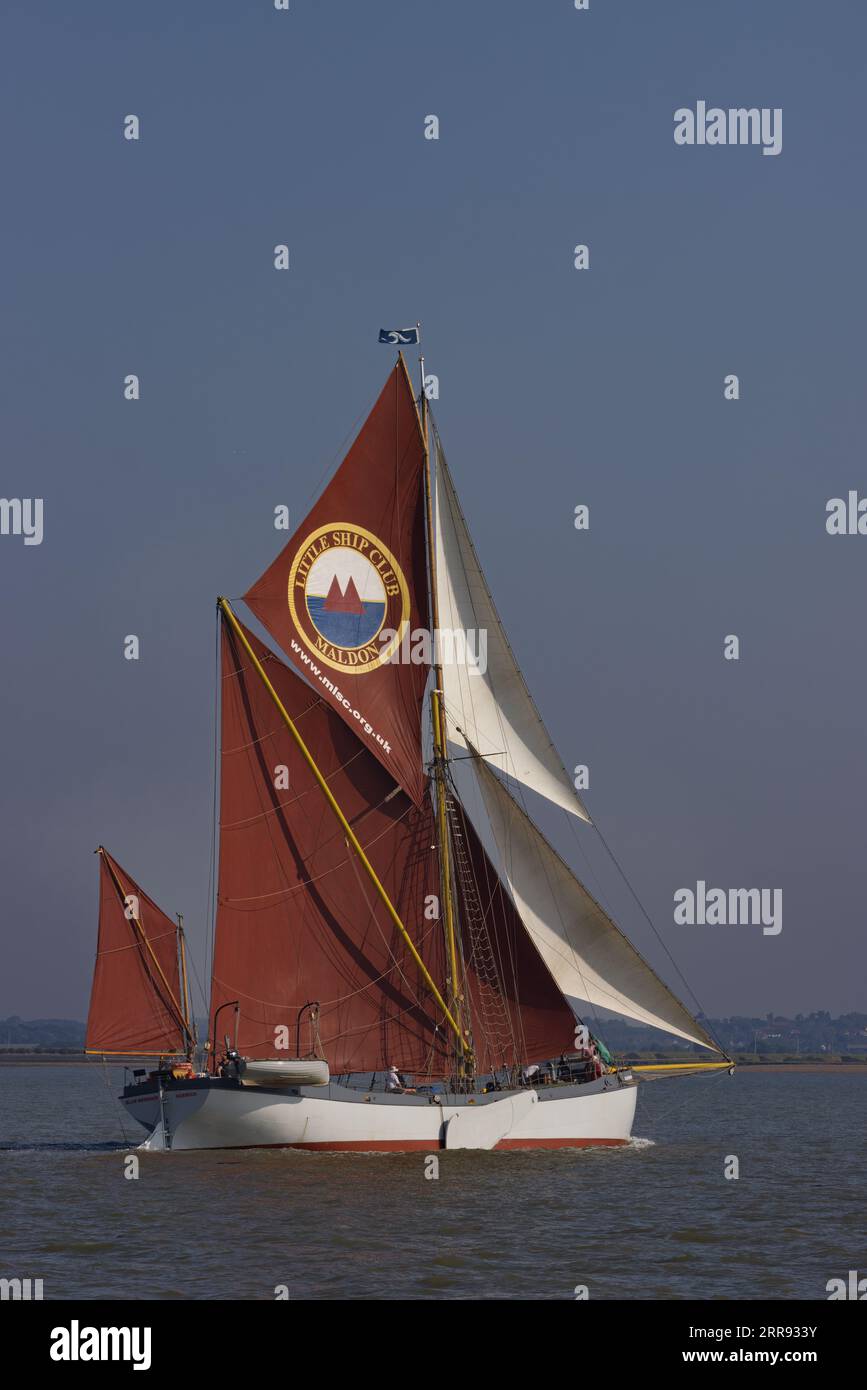 The Thames sailing barge Blue Mermaid in full sail, Blackwater Barge ...