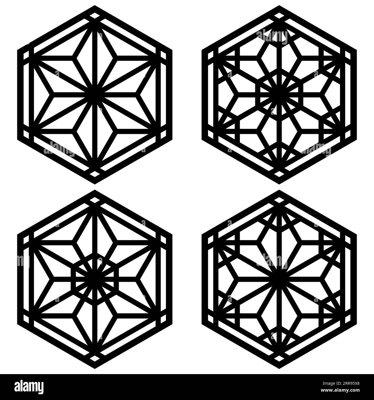 A set of four design elements Based on ornaments of the traditional ...