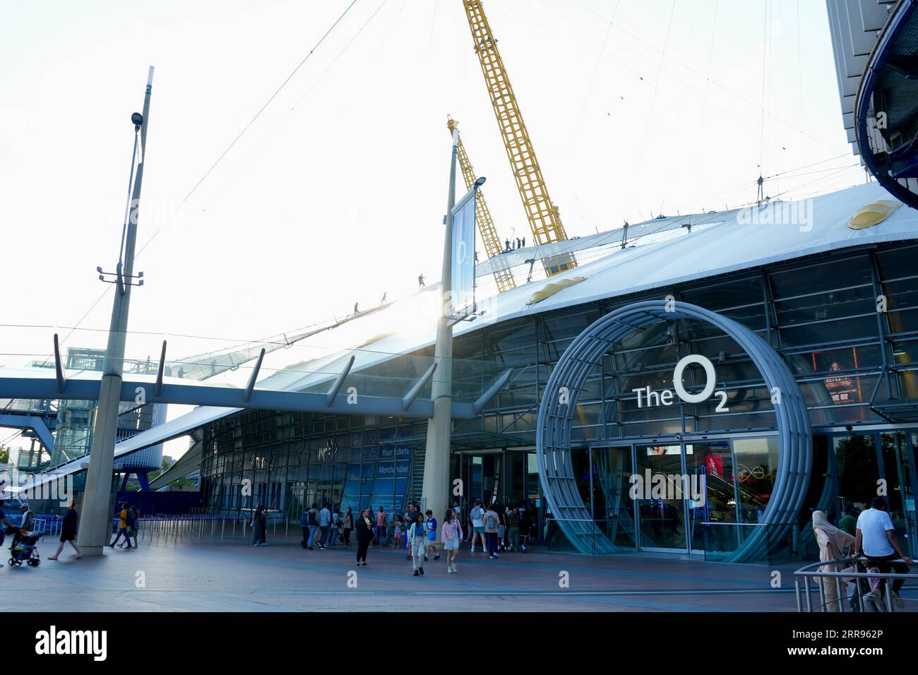 London, UK, External View of The O2 Entrance, showing visitors on the ...