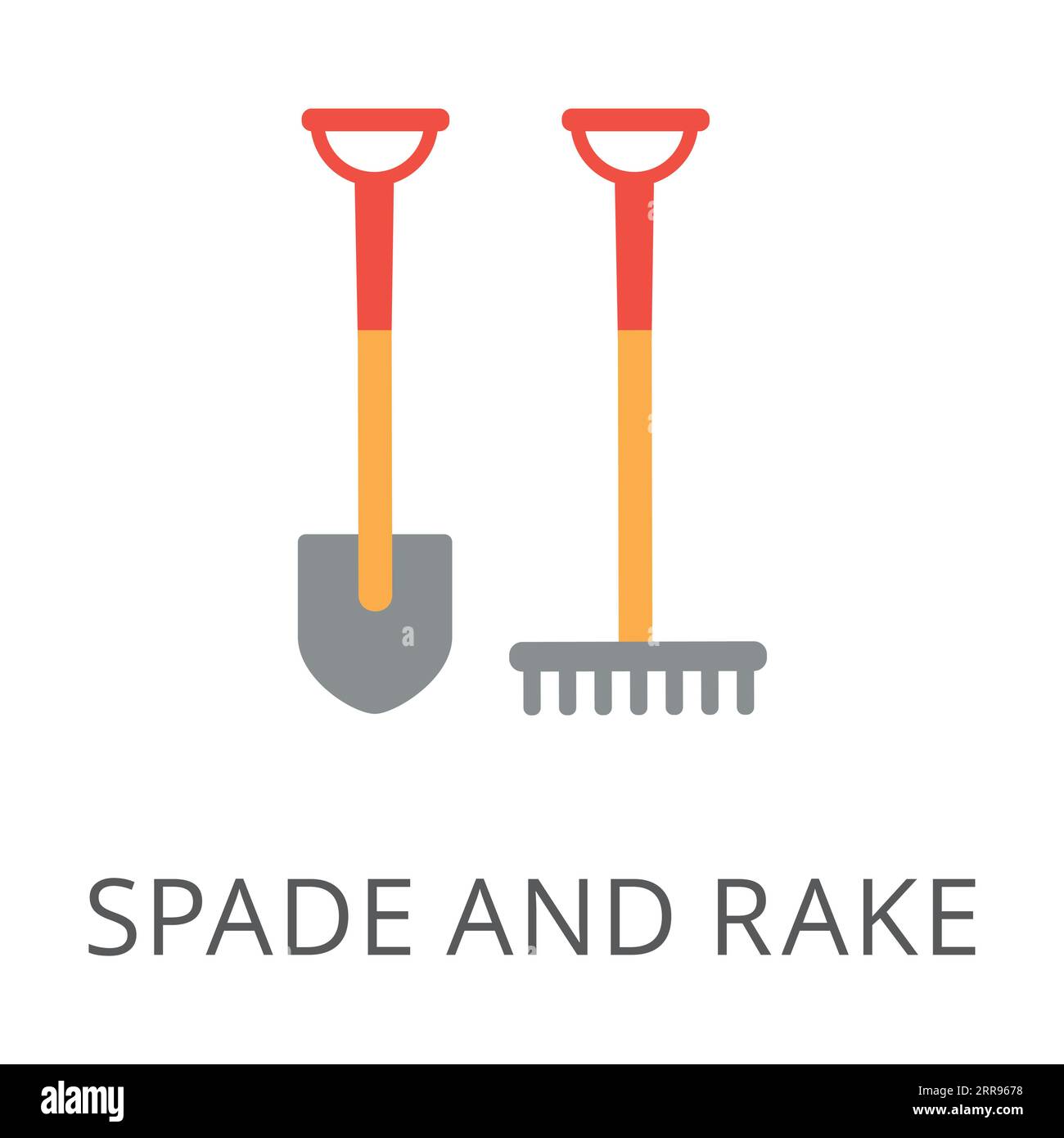 Set of rake and spade for digging and loosening earth Stock Vector ...