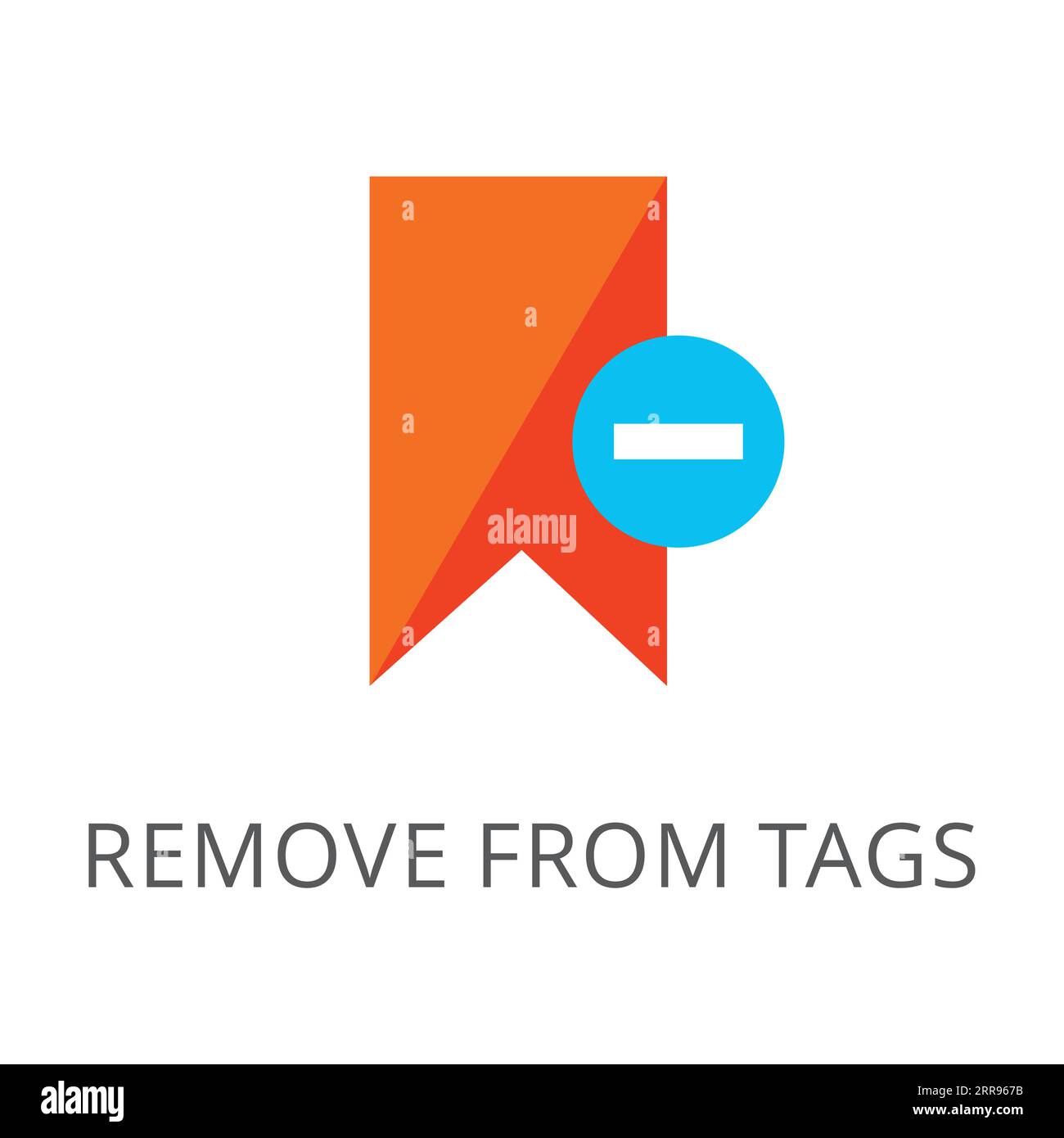 Red bookmark with minus sign, removing information from text Stock ...