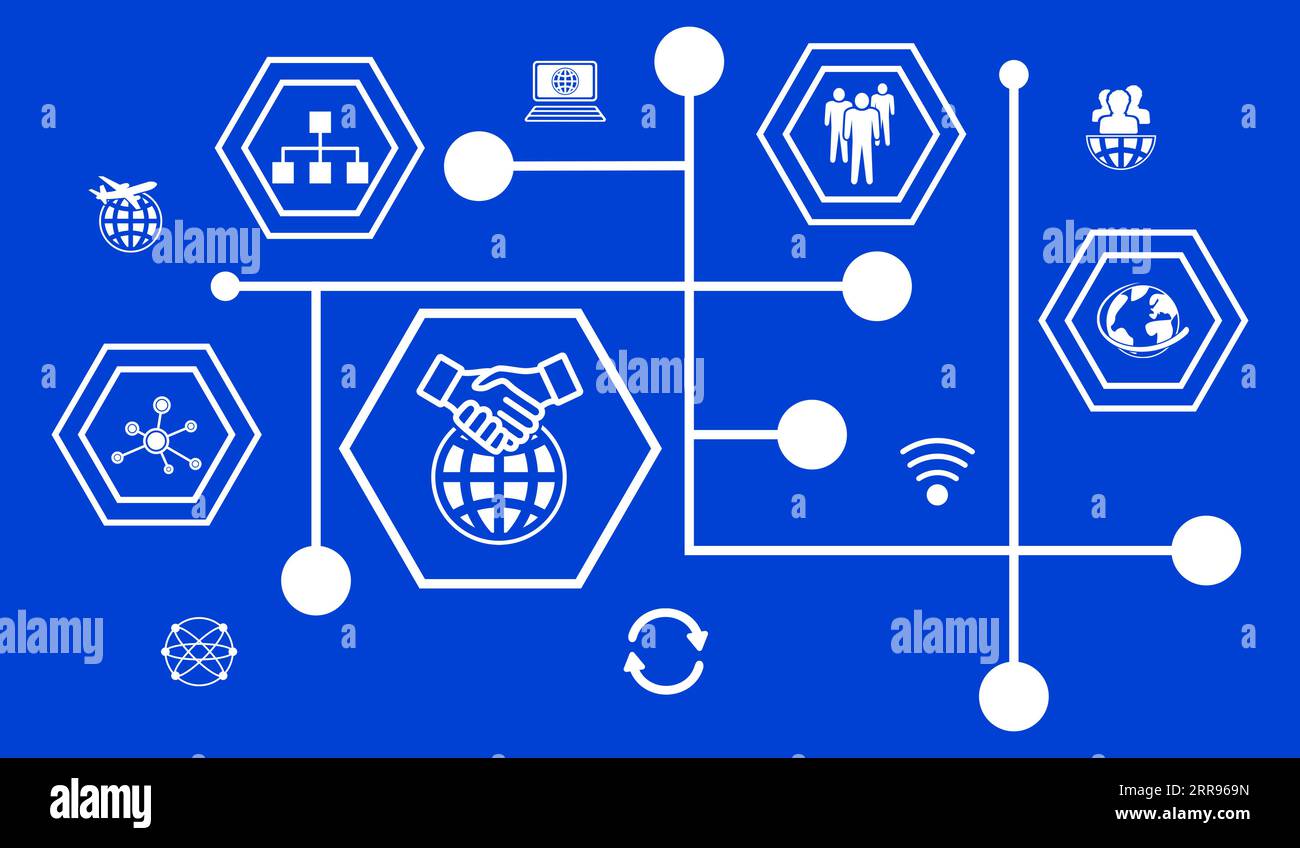 Concept of globalization with connected icons Stock Photo - Alamy