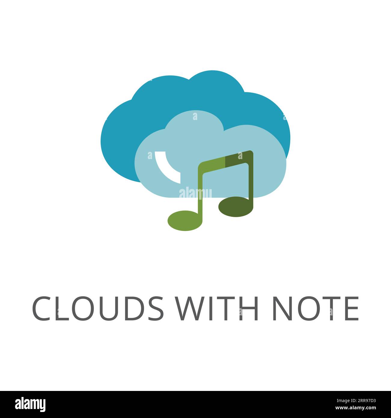 Clouds with note as music symbol for UI flat vector icon Stock Vector ...