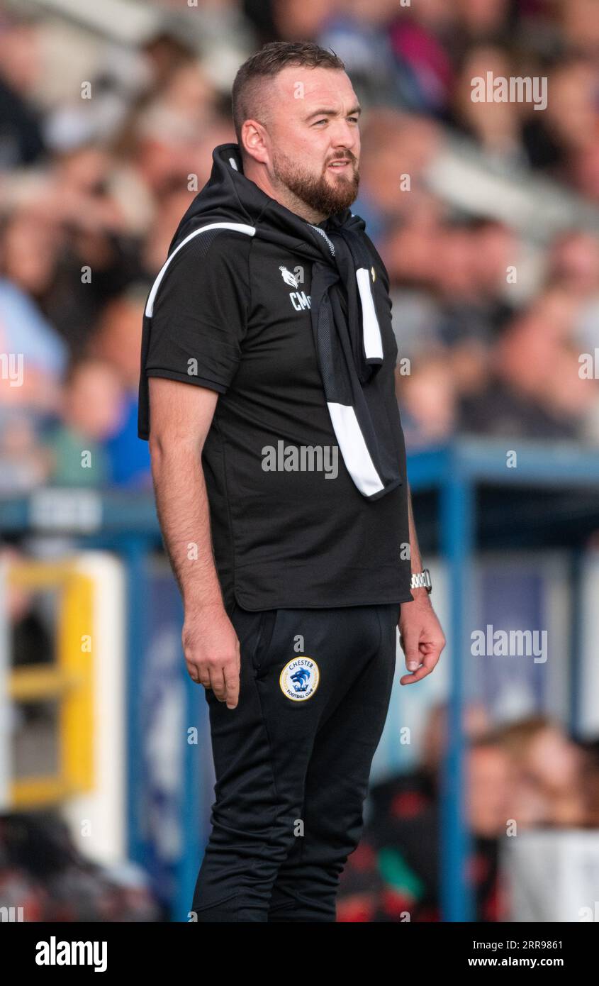 Chester, Cheshire, England, 7th August 2023. Chester Manager Calum ...