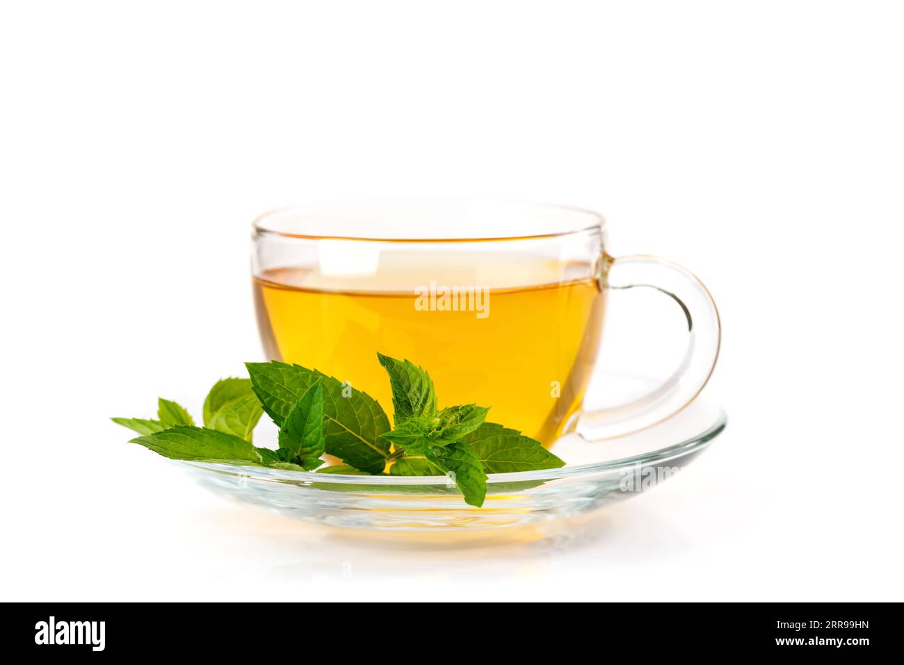Soothing herbal tea blend with mint. Isolated on white background Stock ...