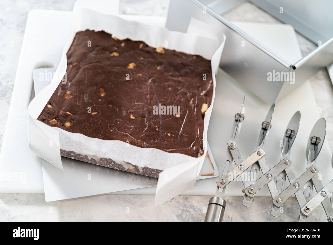 Chocolate macadamia fudge Stock Photo - Alamy