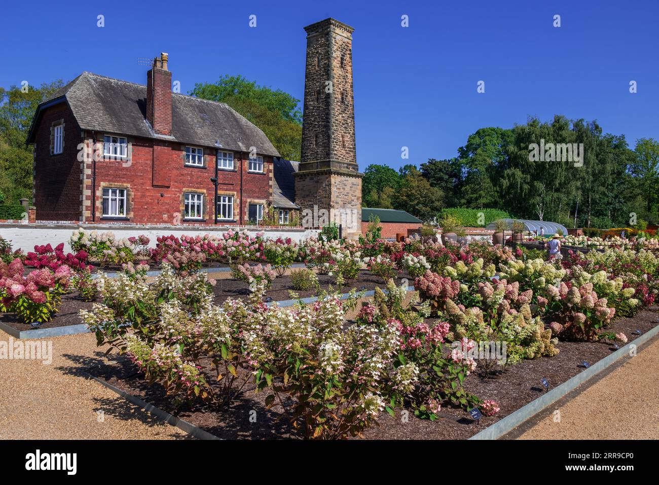 The boiler house and chimney at RHS Bridgewater gardens in Worsley near ...