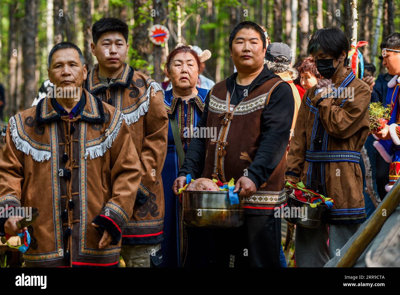 210610 -- GENHE, June 10, 2021 -- The wedding procession walks in the ...