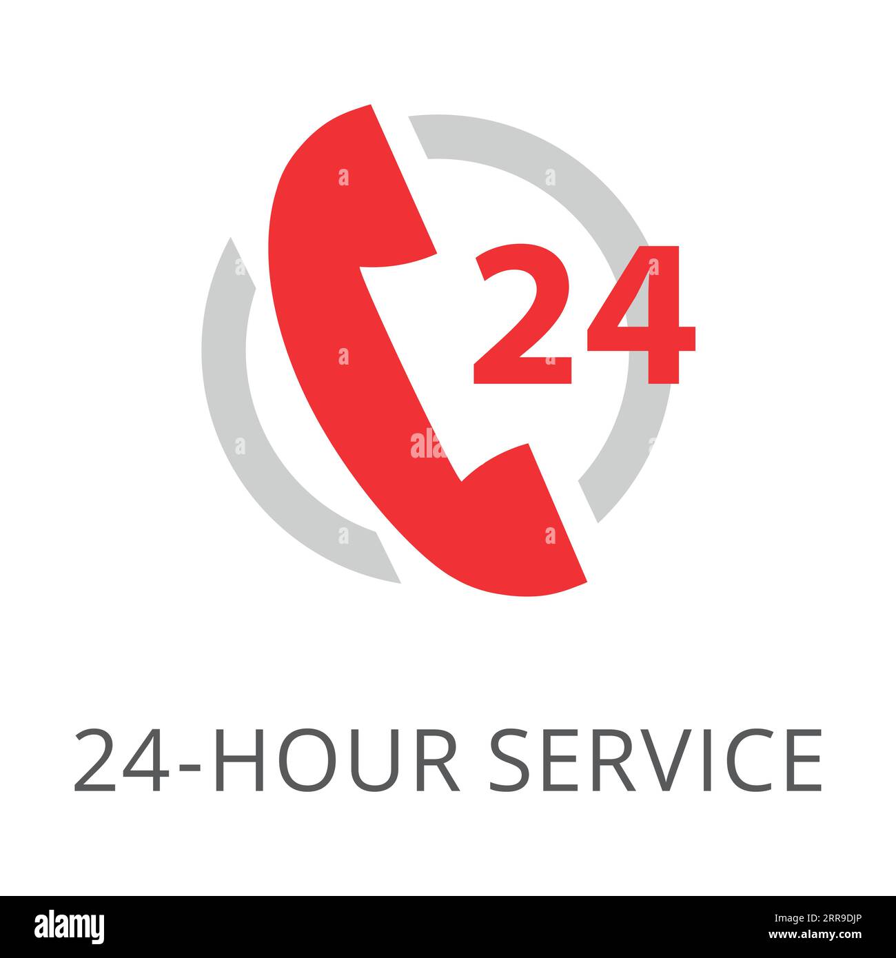 Red handset symbol of round clock 24 hour service Stock Vector Image ...