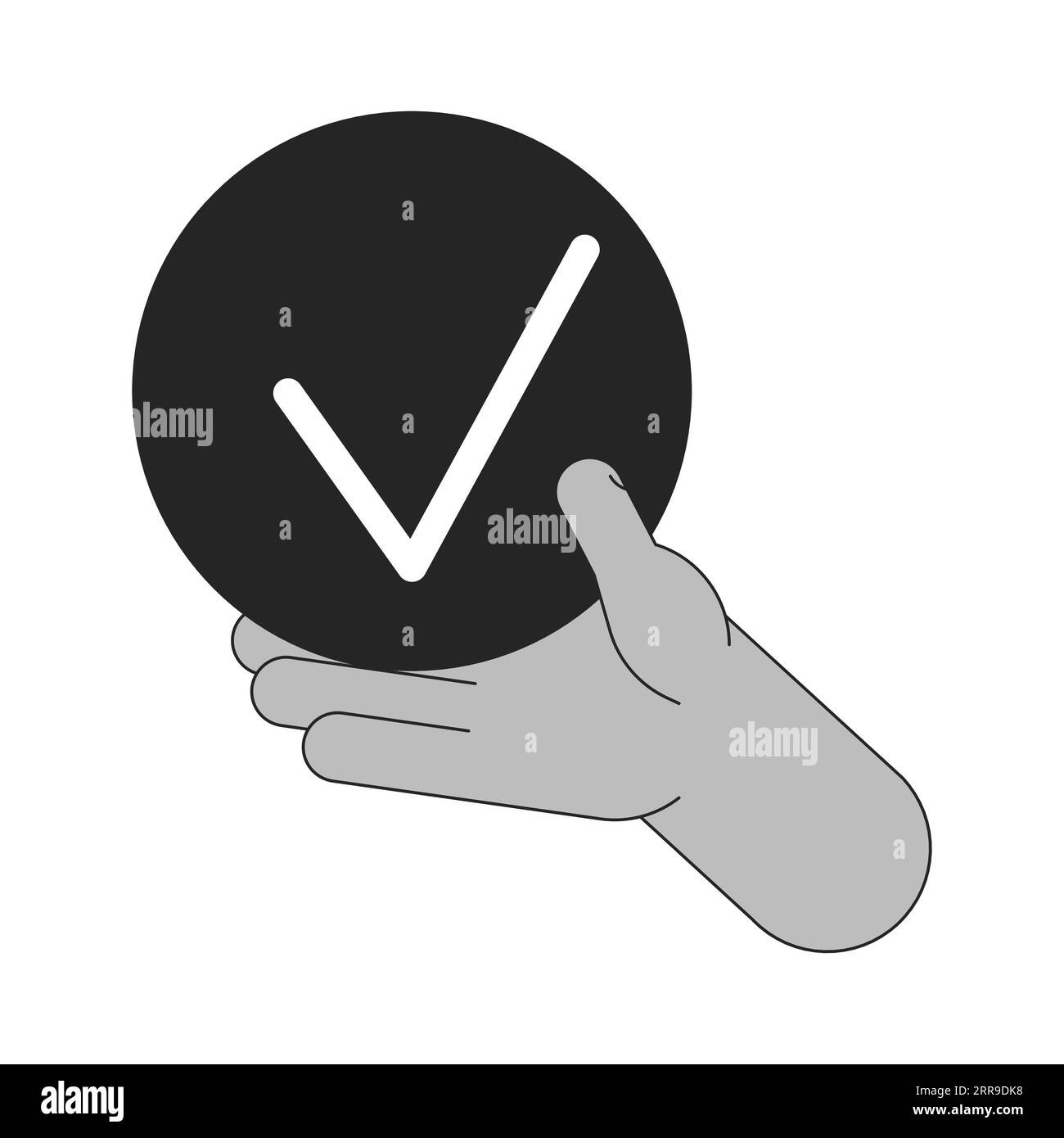 Holding bullet point with check mark bw concept vector spot ...