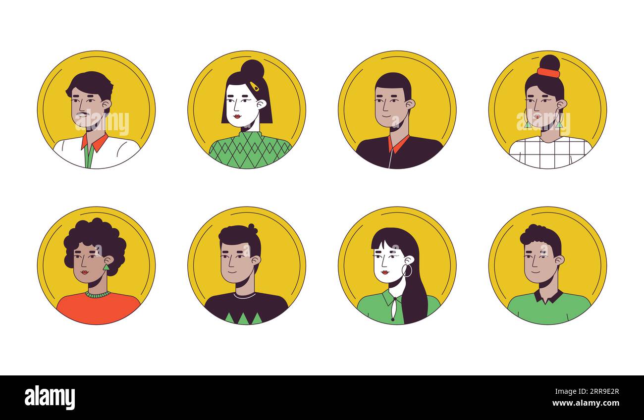 Multinational people flat color cartoon avatar icons set Stock Vector ...