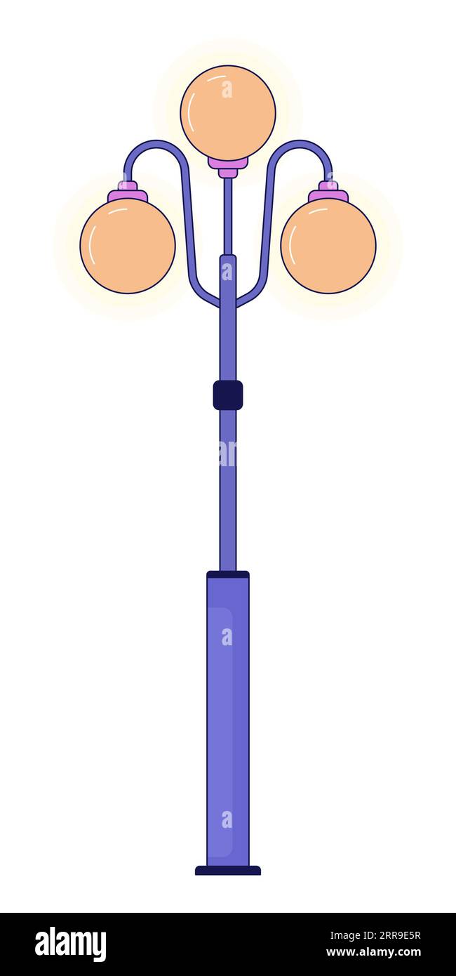 Lamppost Streetlamp Flat Line Color Isolated Vector Object Stock Vector