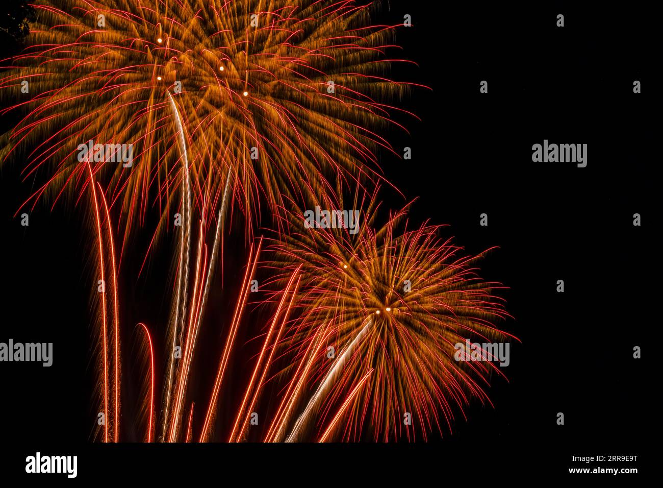 Colorful fireworks exploded in the night sky Stock Photo - Alamy
