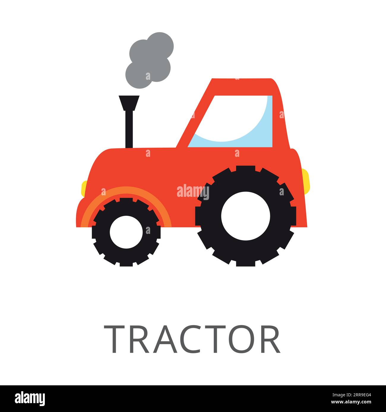 Side view of red tractor with big wheels flat vector icon Stock Vector ...