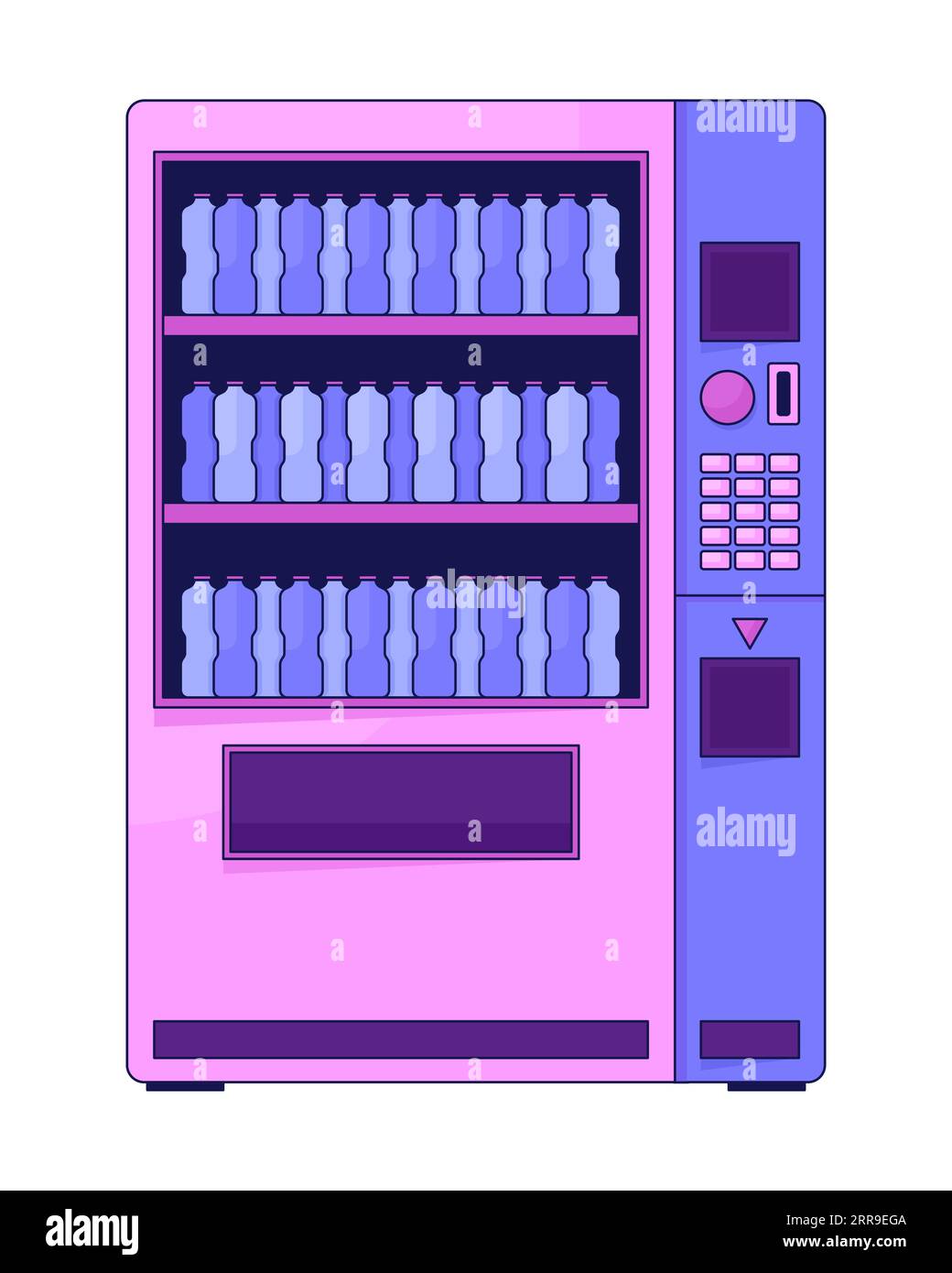 Vending Machine With Water Bottles Flat Line Color Isolated Vector Object Stock Vector Image