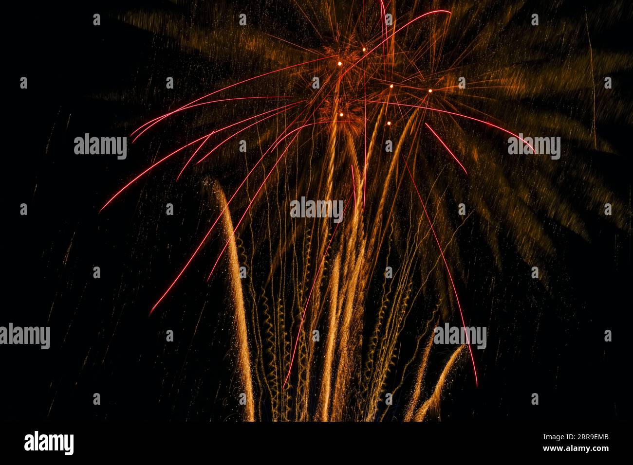 Colorful fireworks exploded in the night sky Stock Photo - Alamy