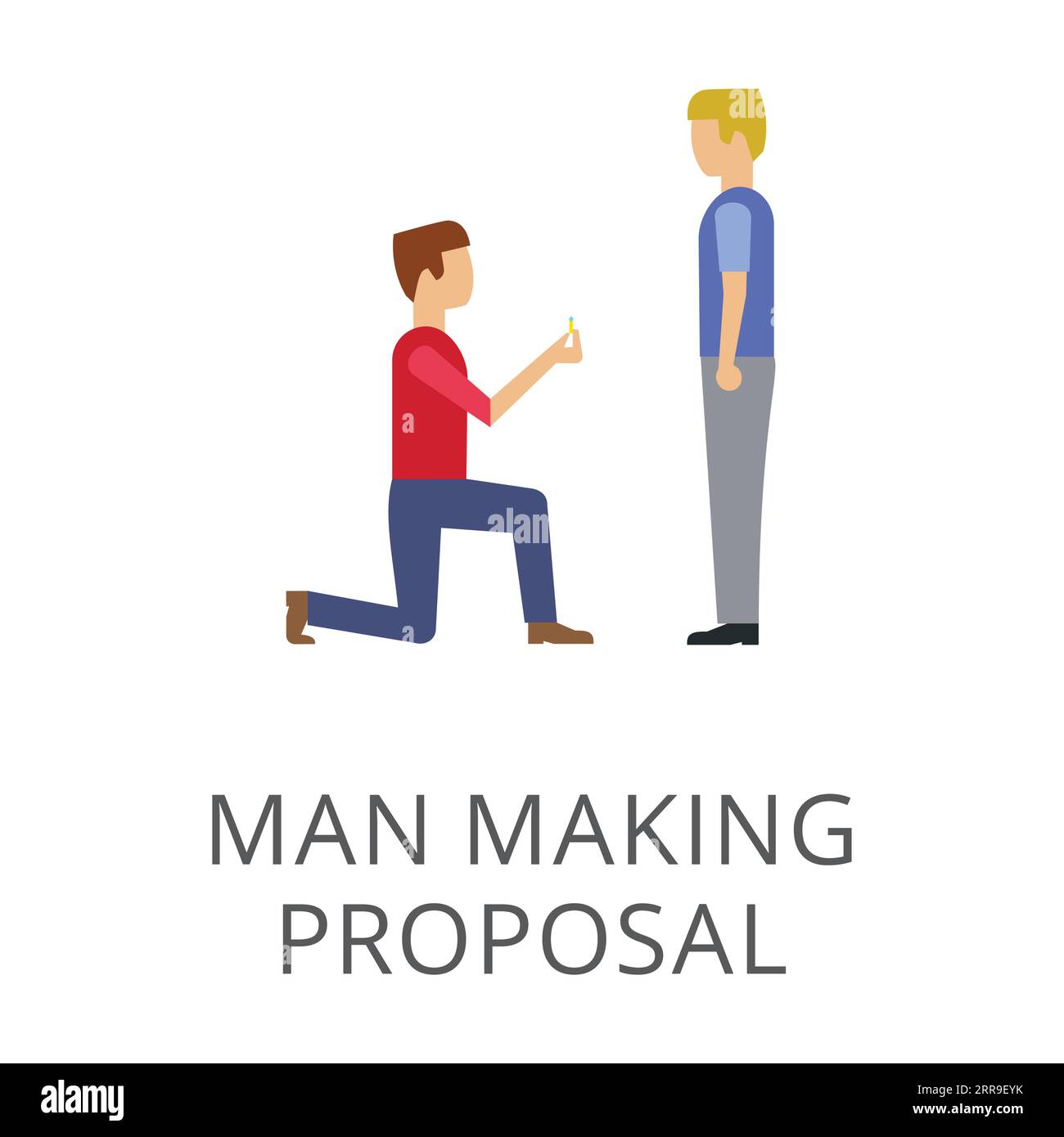Guy making proposal to beloved friend on knee isolated on white Stock ...