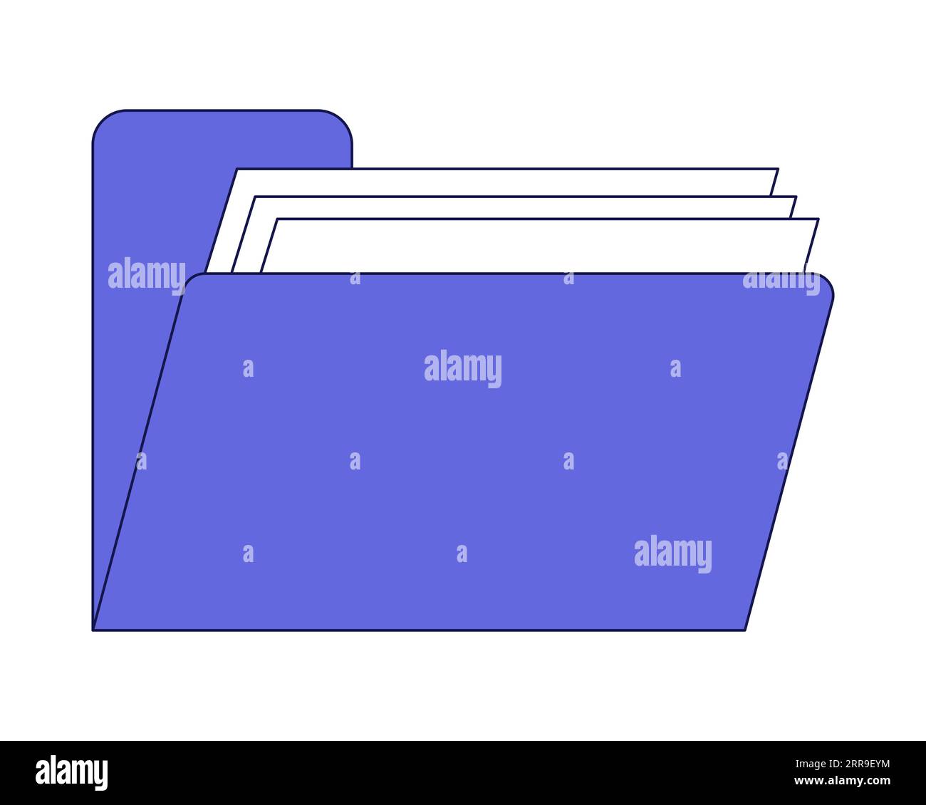 Retro Computer Folder Files Flat Line Color Isolated Vector Object