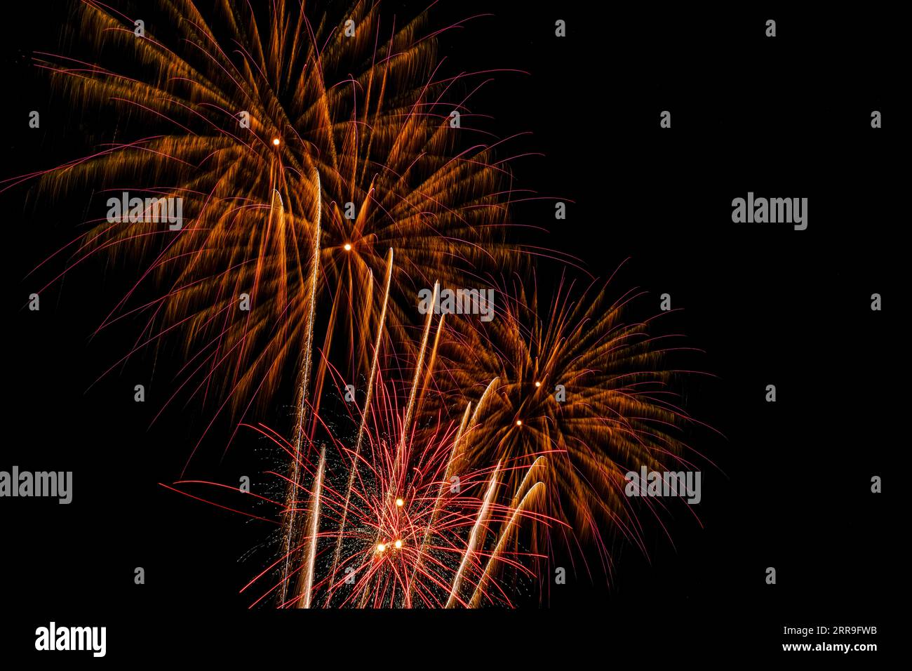 Colorful fireworks exploded in the night sky Stock Photo - Alamy