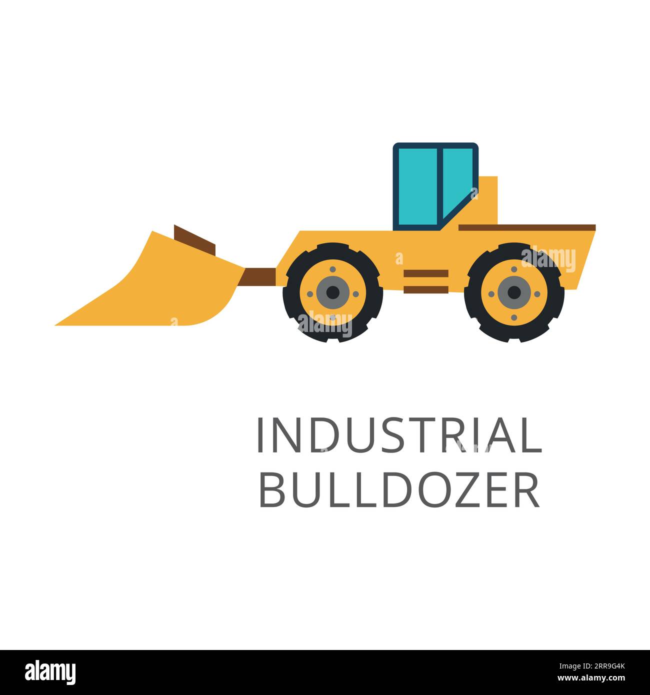 Side view of yellow industrial bulldozer flat vector icon Stock Vector ...