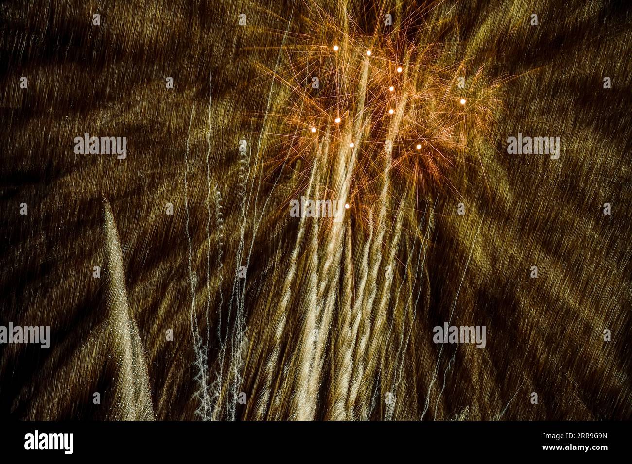 Colorful fireworks exploded in the night sky Stock Photo - Alamy