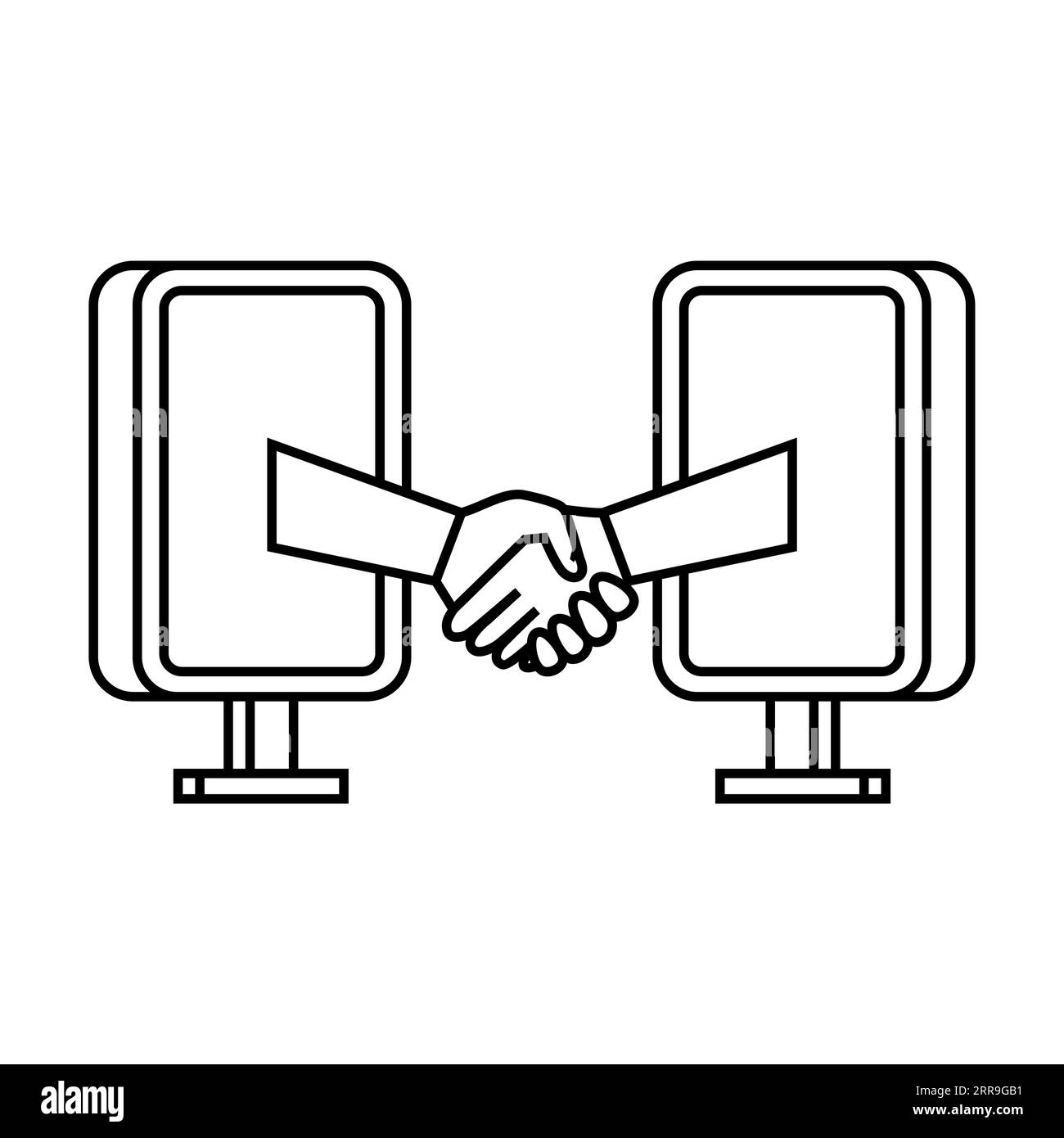 Businessmen shaking hands through screen of smartphone Stock Vector ...