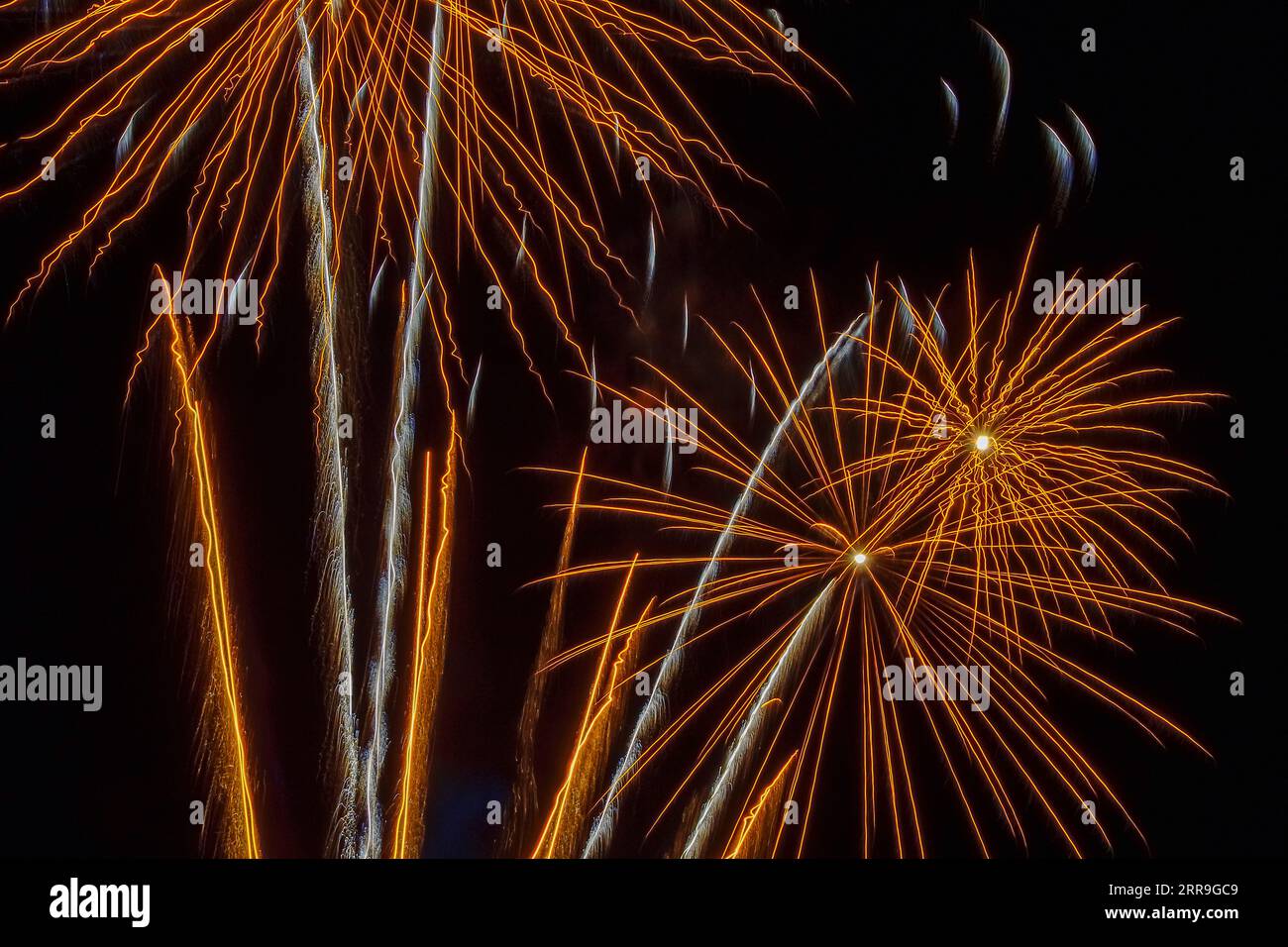 Colorful fireworks exploded in the night sky Stock Photo - Alamy