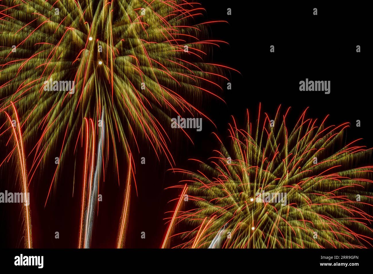 Colorful fireworks exploded in the night sky Stock Photo - Alamy