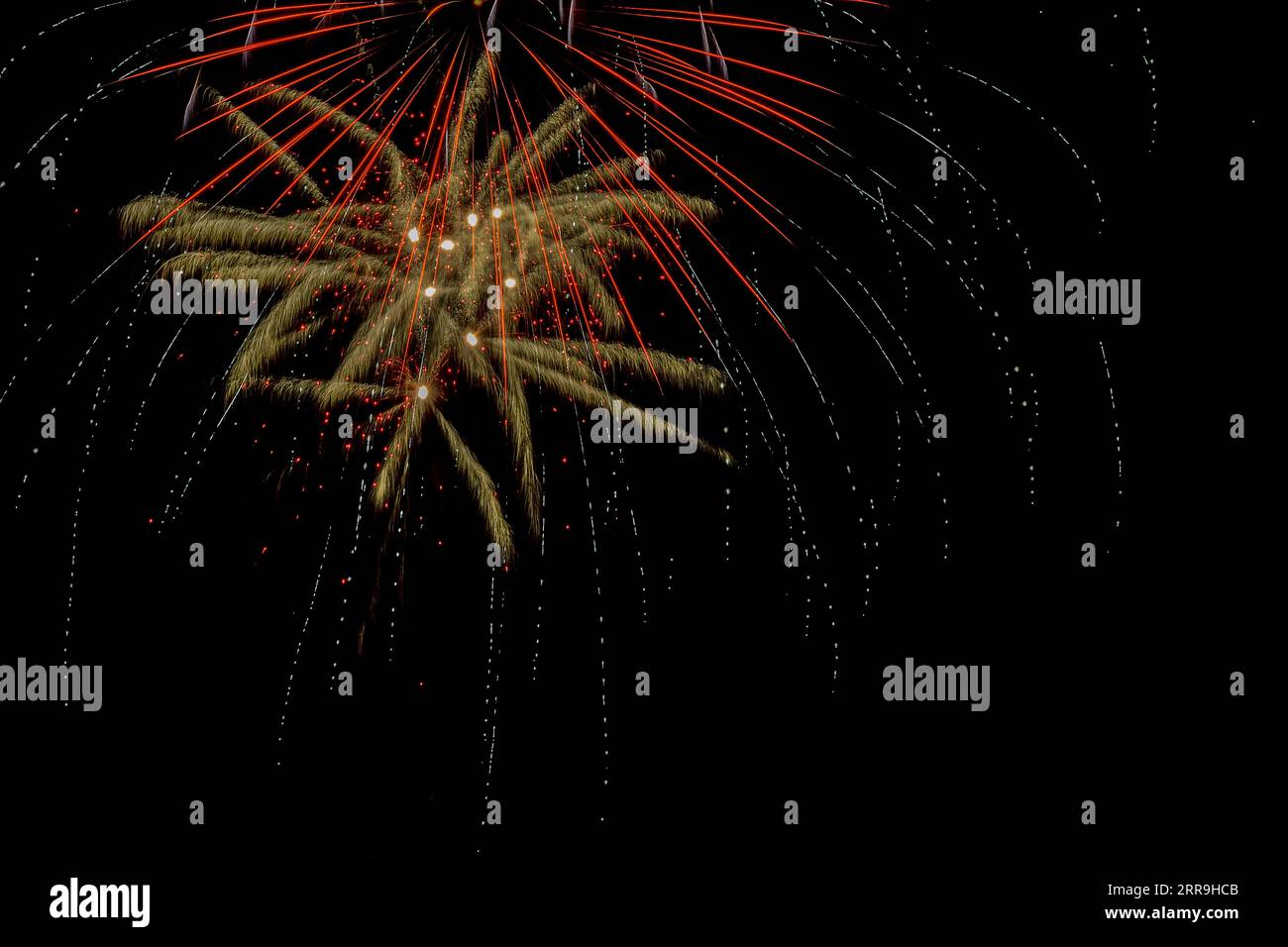 Colorful fireworks exploded in the night sky Stock Photo - Alamy