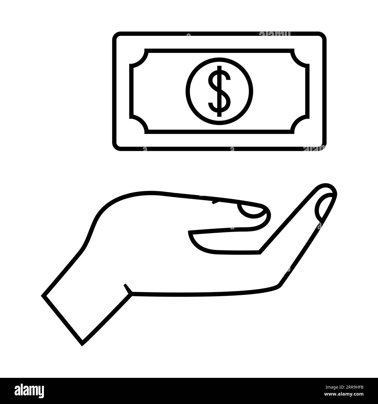 Hand holding dollar banknote isolated on white Stock Vector Image & Art ...