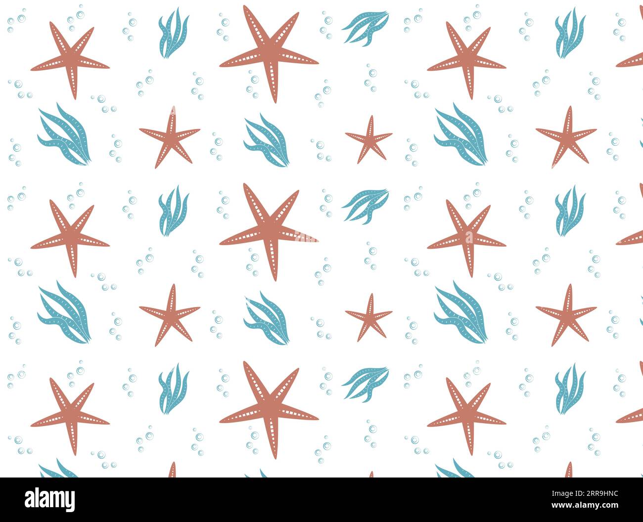 Seamless pattern ocean animals starfish on white background Vector ...
