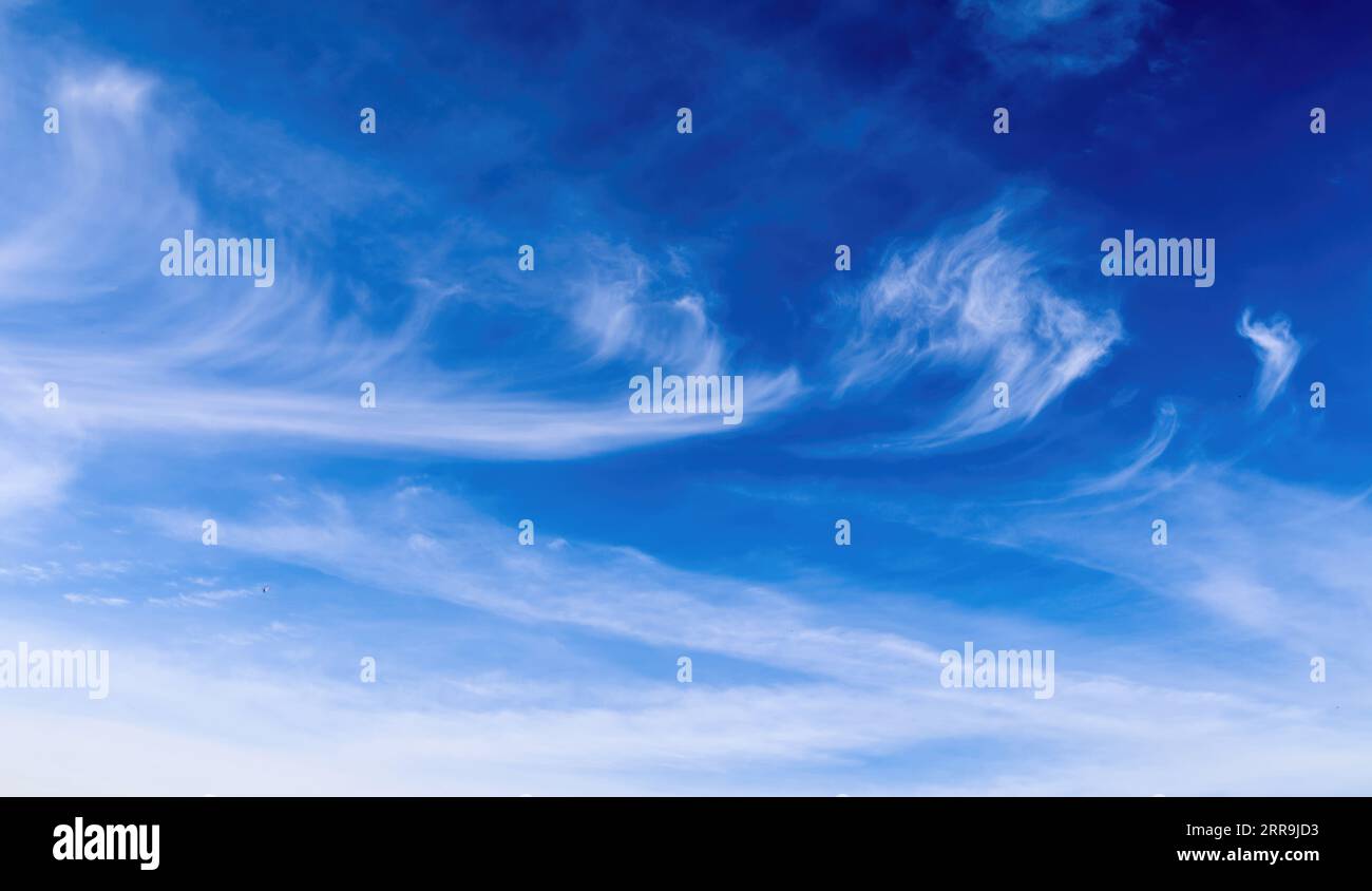 Stunning Cirrus Cloud Formation Panorama In A Deep Blue Summer Sky Seen ...