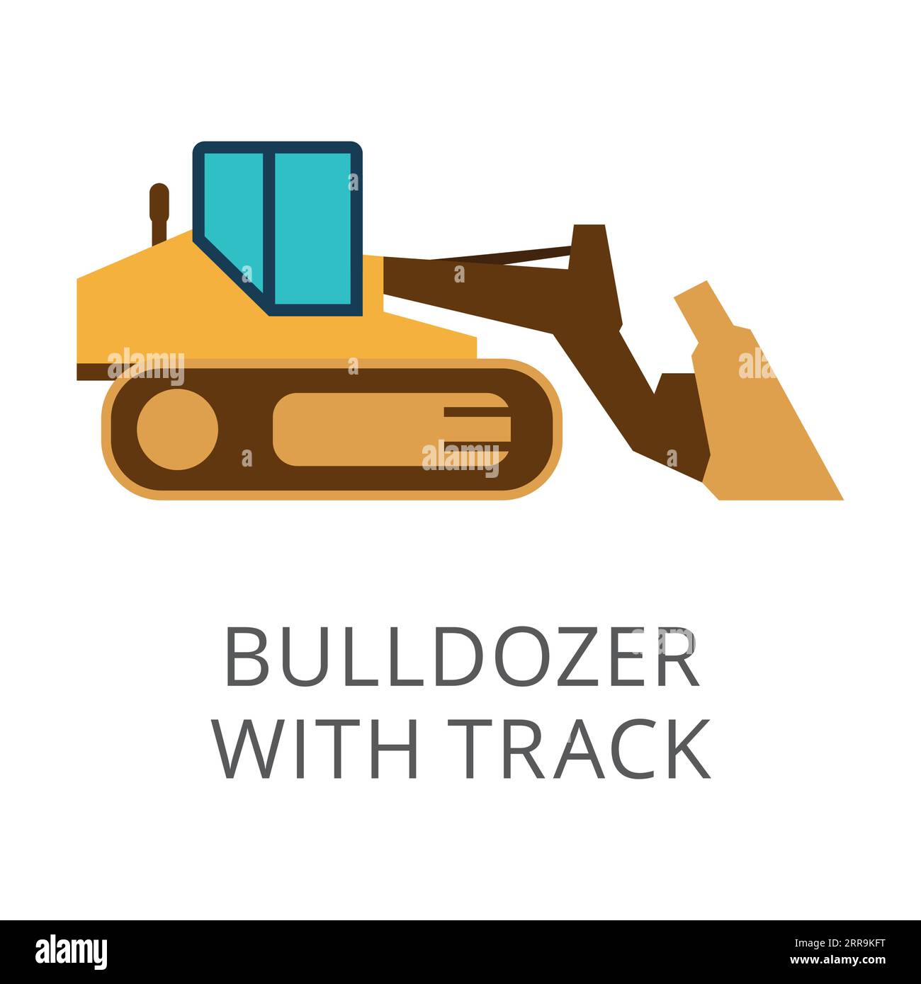 Side view of yellow bulldozer with track flat vector icon Stock Vector ...