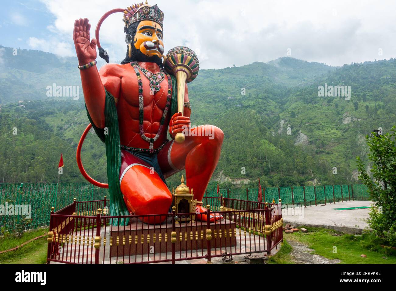 Giant Lord Hanuman statue gracing Himachal Pradesh hills, India Stock ...