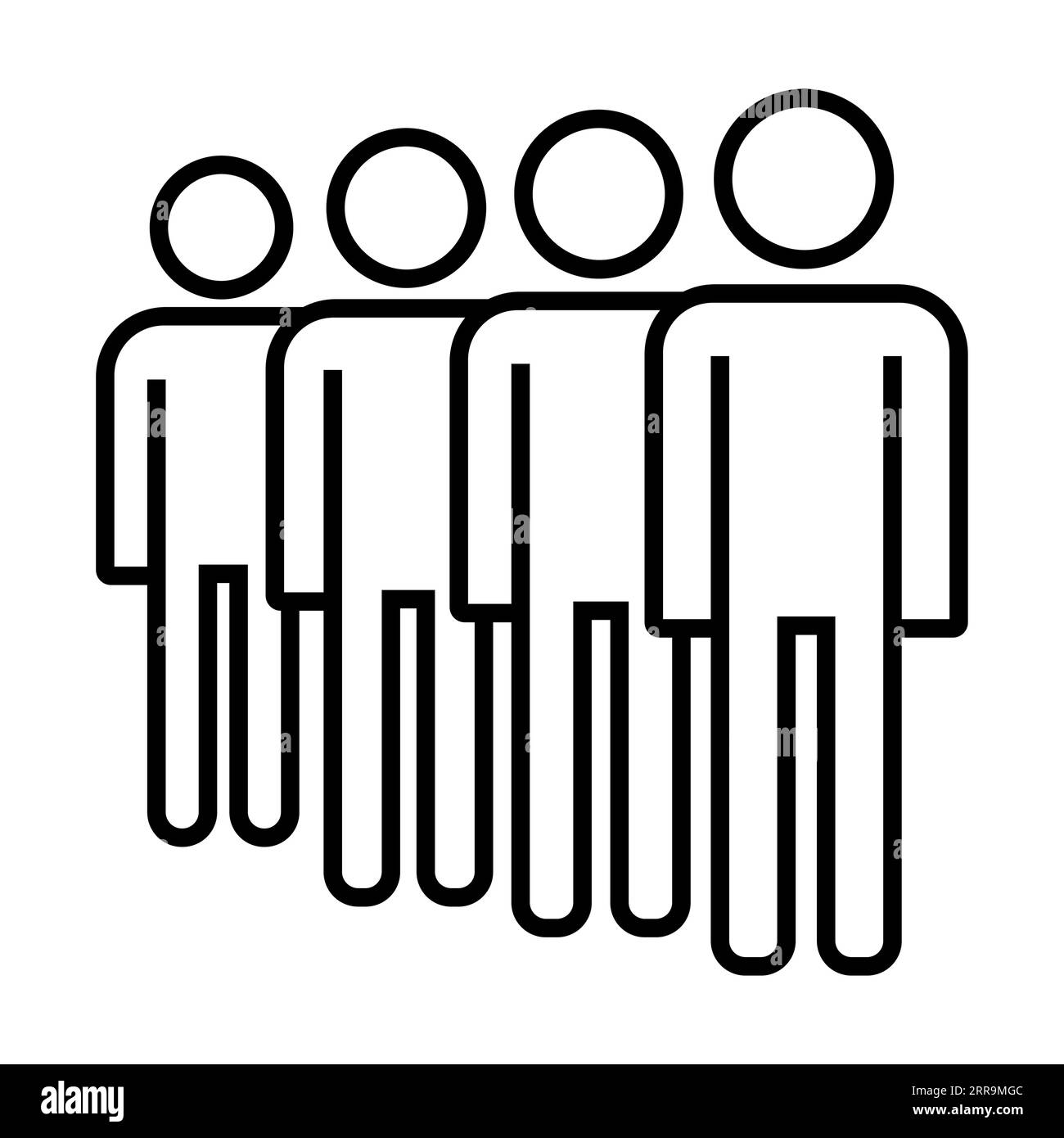 Crowd of people standing behind each other isolated on white Stock ...