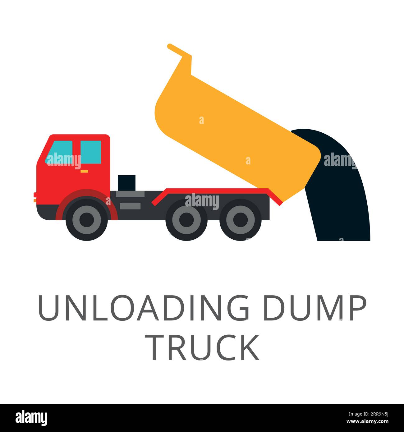 Side view of unloading dump truck flat vector icon Stock Vector Image ...