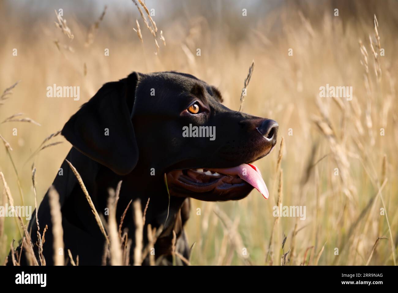 portrait of labrador dog in field of tall grass Stock Photo - Alamy