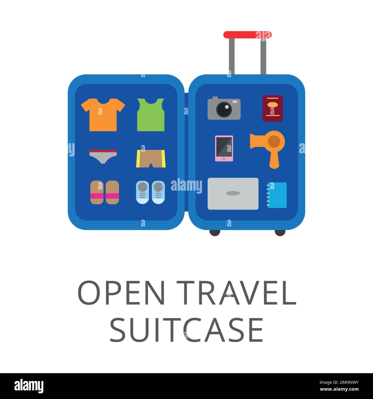 Open suitcase clothing Stock Vector Images - Alamy