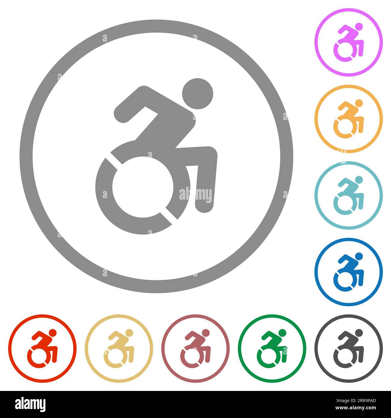 Accessibility flat color icons in round outlines on white background ...