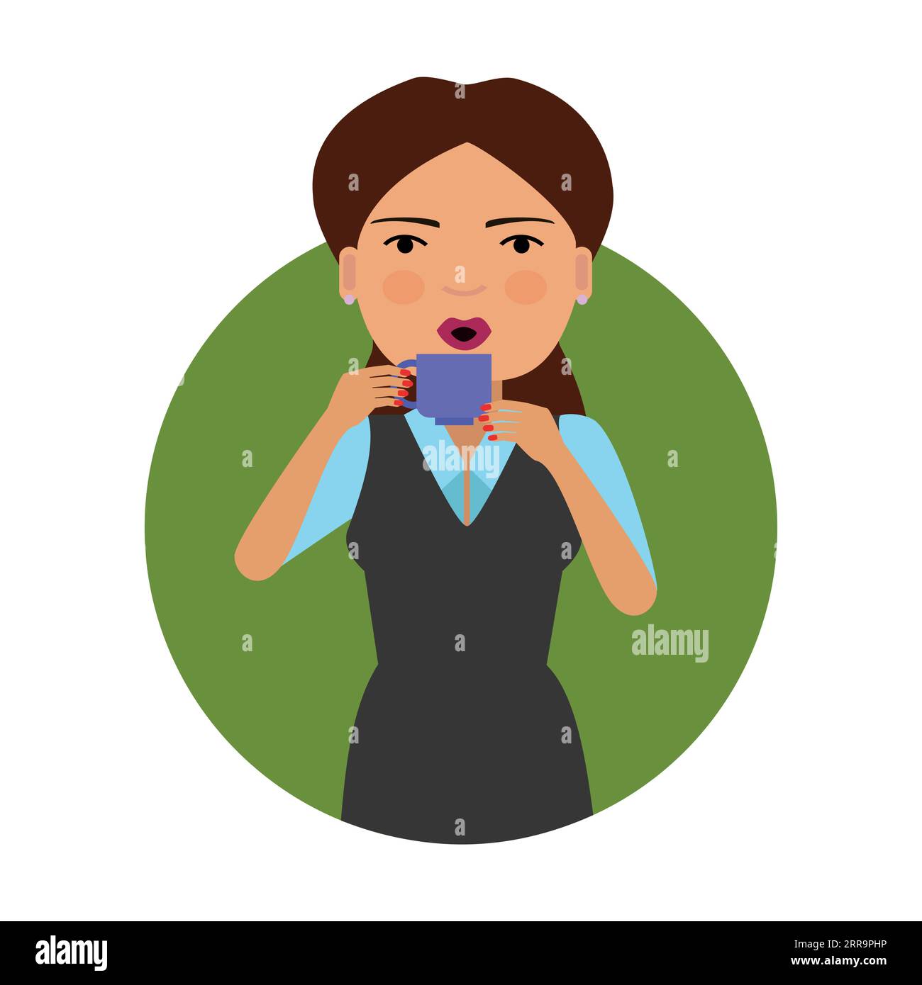 Woman office worker drinking coffee vector Stock Vector Image & Art - Alamy
