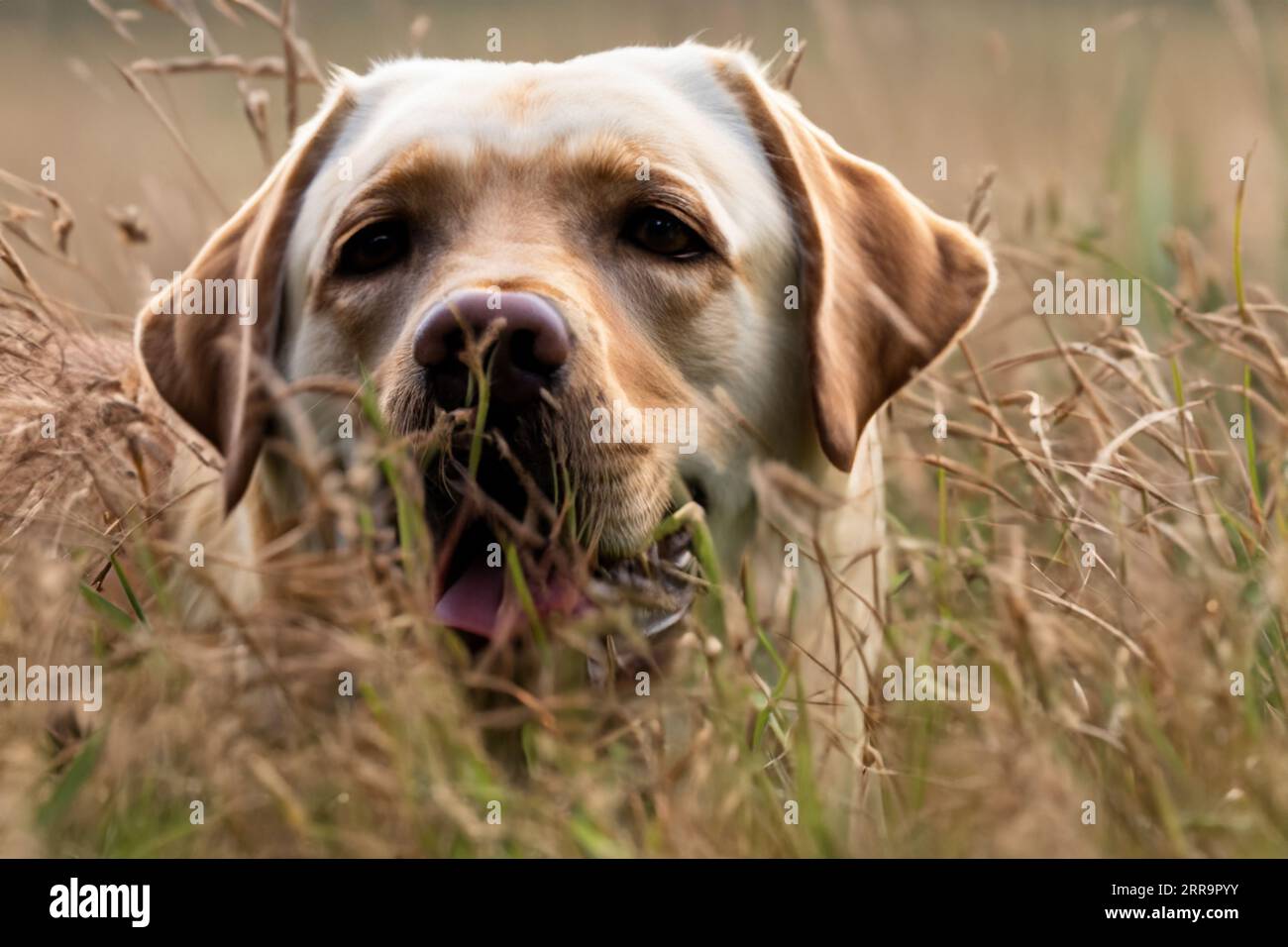 portrait of labrador dog in field of tall grass Stock Photo - Alamy