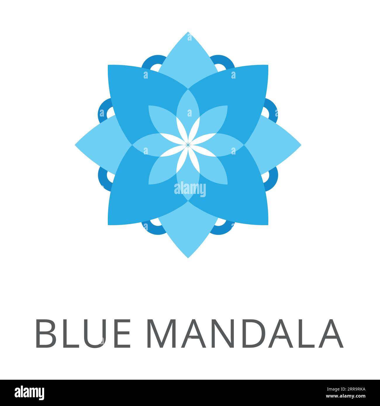Symbol of blooming blue lotus badge isolated on white Stock Vector ...