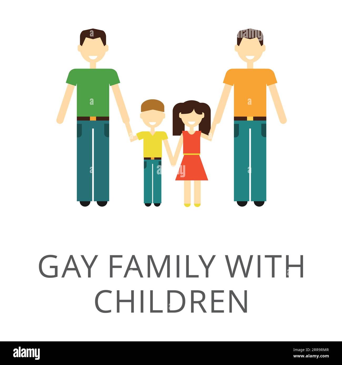 Happy gay family with two children isolated on white Stock Vector Image ...