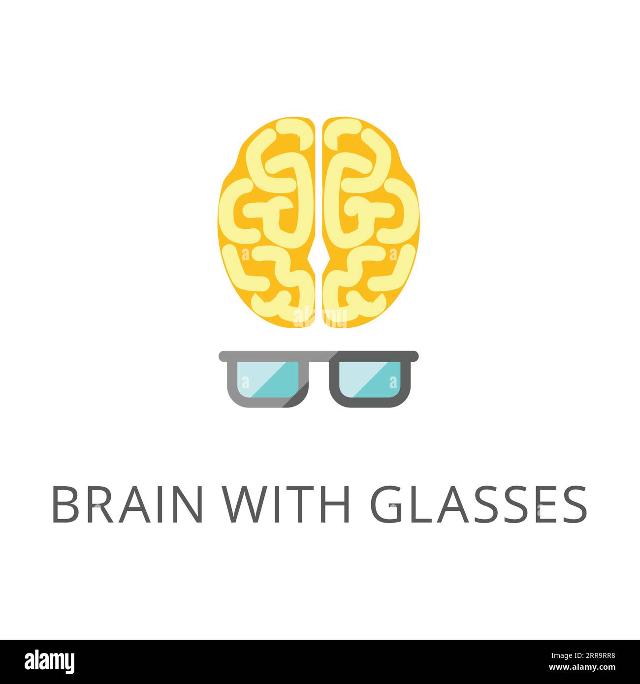 Brain of intelligent scientist with glasses flat vector icon Stock ...