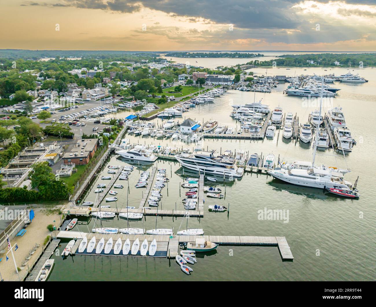 aerial view of yachts docked in sag harbor, ny Stock Photo - Alamy