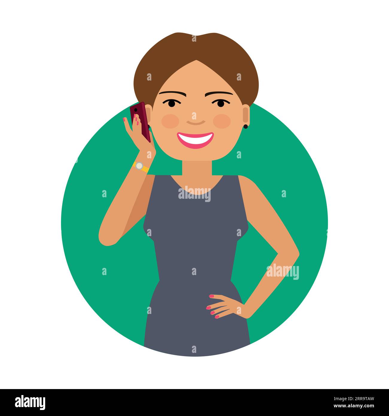 Woman smiling phone in Stock Vector Images - Alamy
